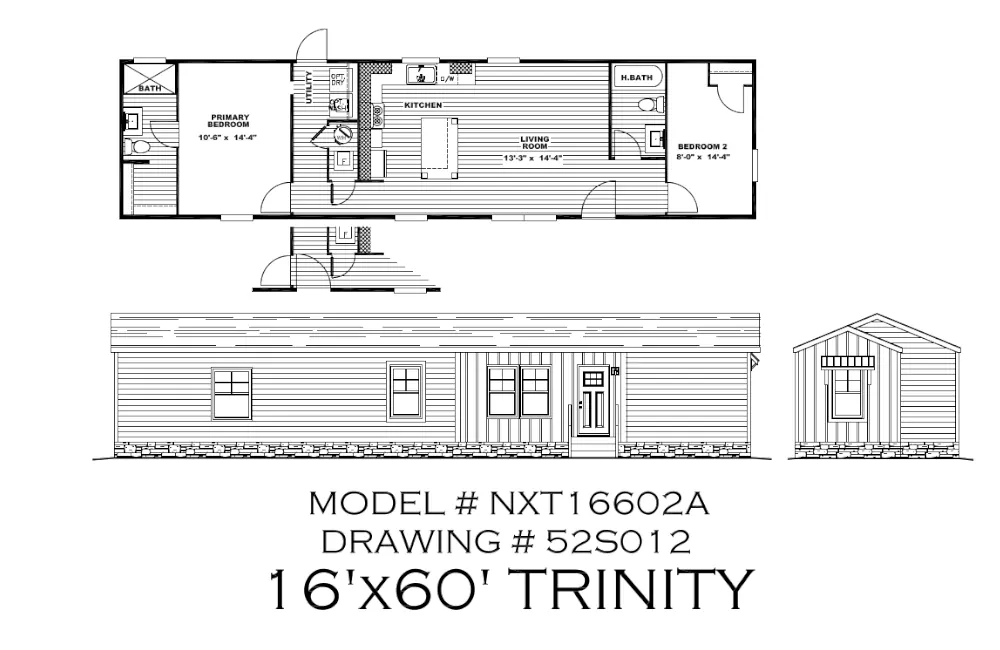 Clayton Levi - NXT16602B - 2 Bed 1 Bath Mobile Home For Sale